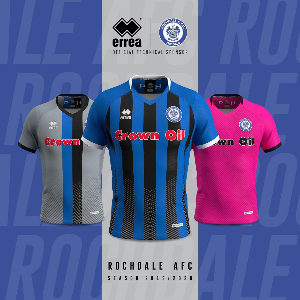New Rochdale AFC kits by Errea for 2019/20 season launched!