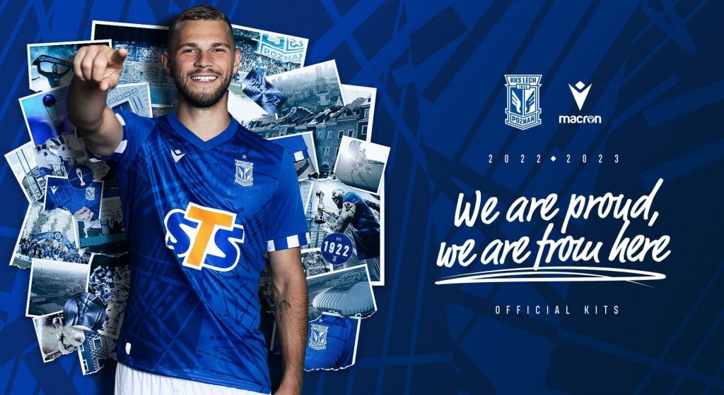 Blue, white & innovative graphics in new Lech Poznan home kit by Macron!