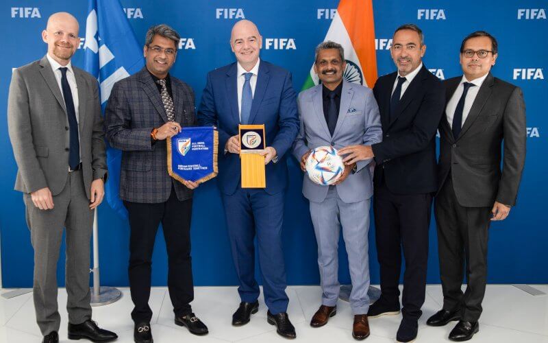 New AIFF President & Secretary General meet FIFA President in Doha!