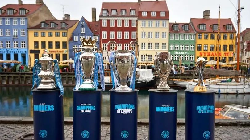 Manchester City's treble Trophy Tour visits Copenhagen!
